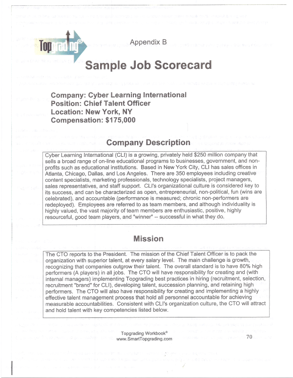 Versatile Accountability Tool: Topgrading Job Summary Scorecard